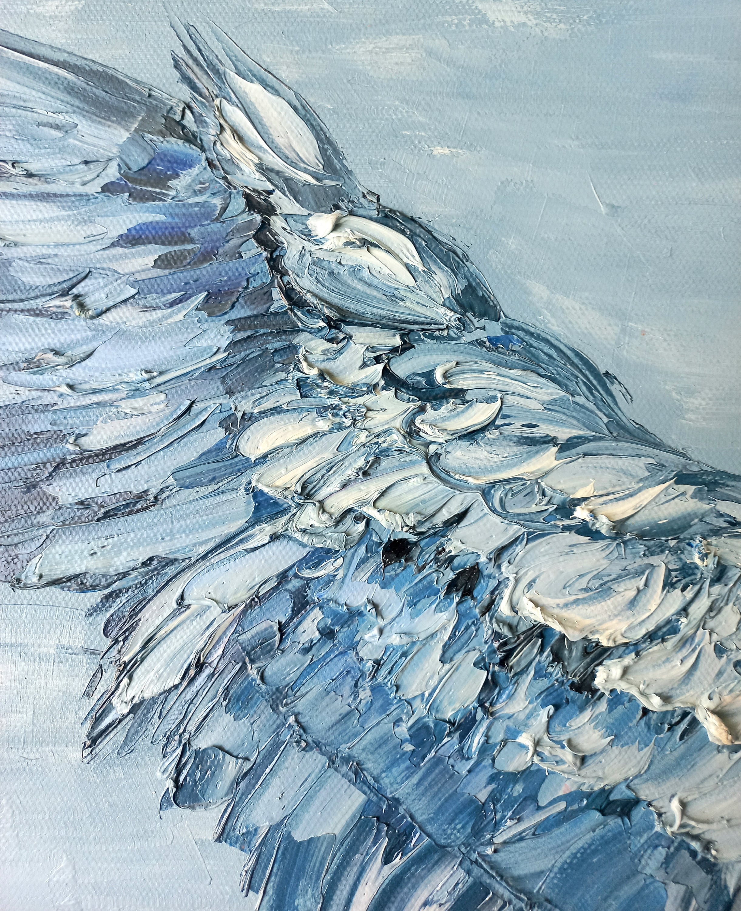 Wing Painting Bird Original Art Feather Bird Painting Animal - Etsy