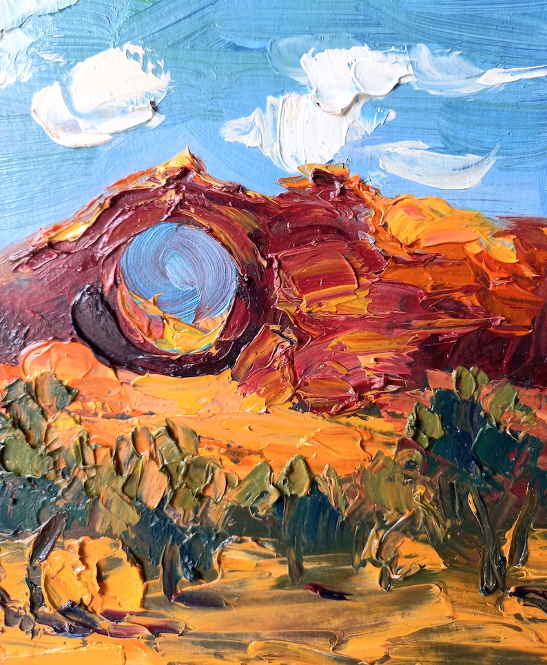 Window Rock Arches Arizona Painting Original Art Small Artwork Desert ...