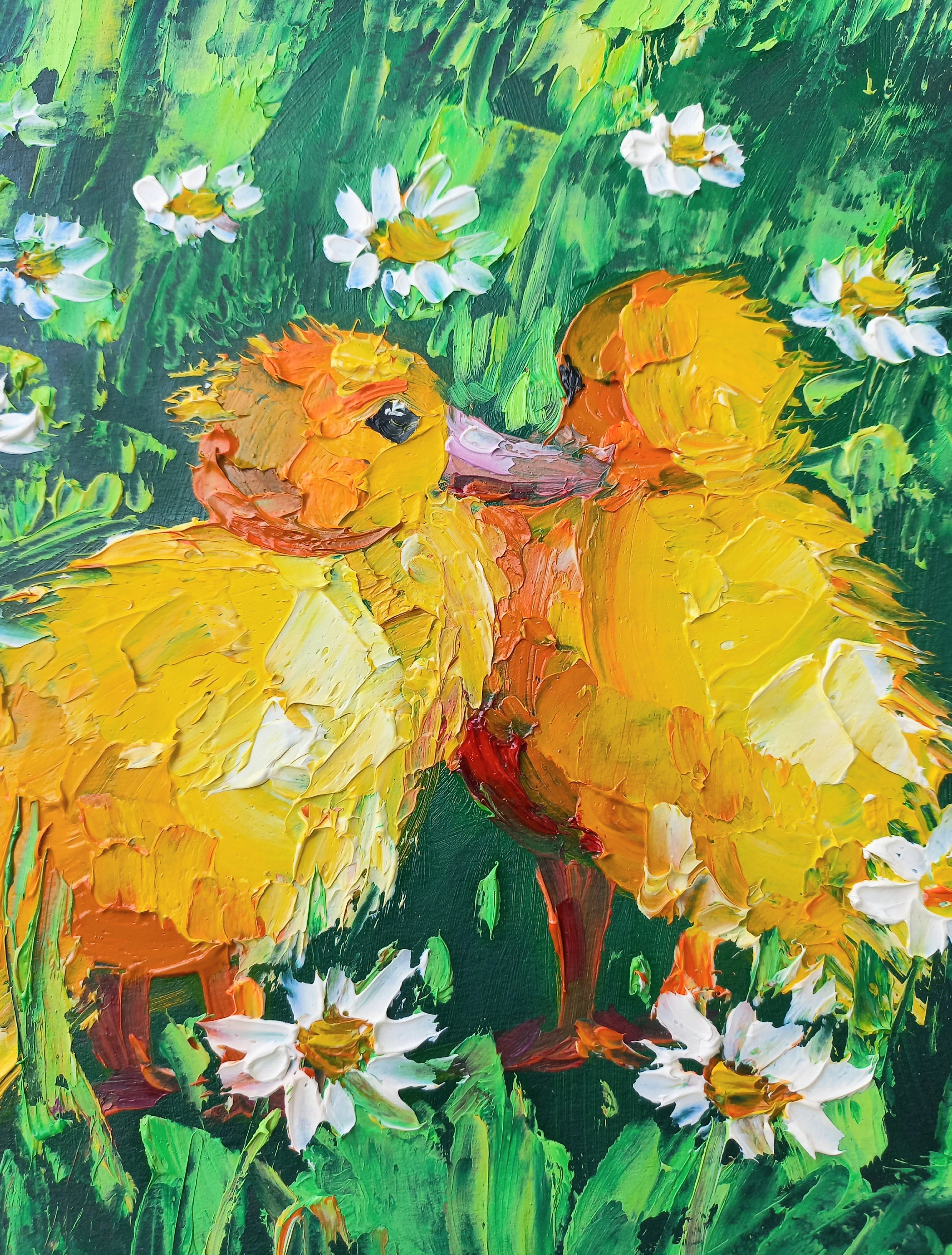 Duck Painting Animal Original Art Duckling Wall Art Farm Painting 8/8 ...