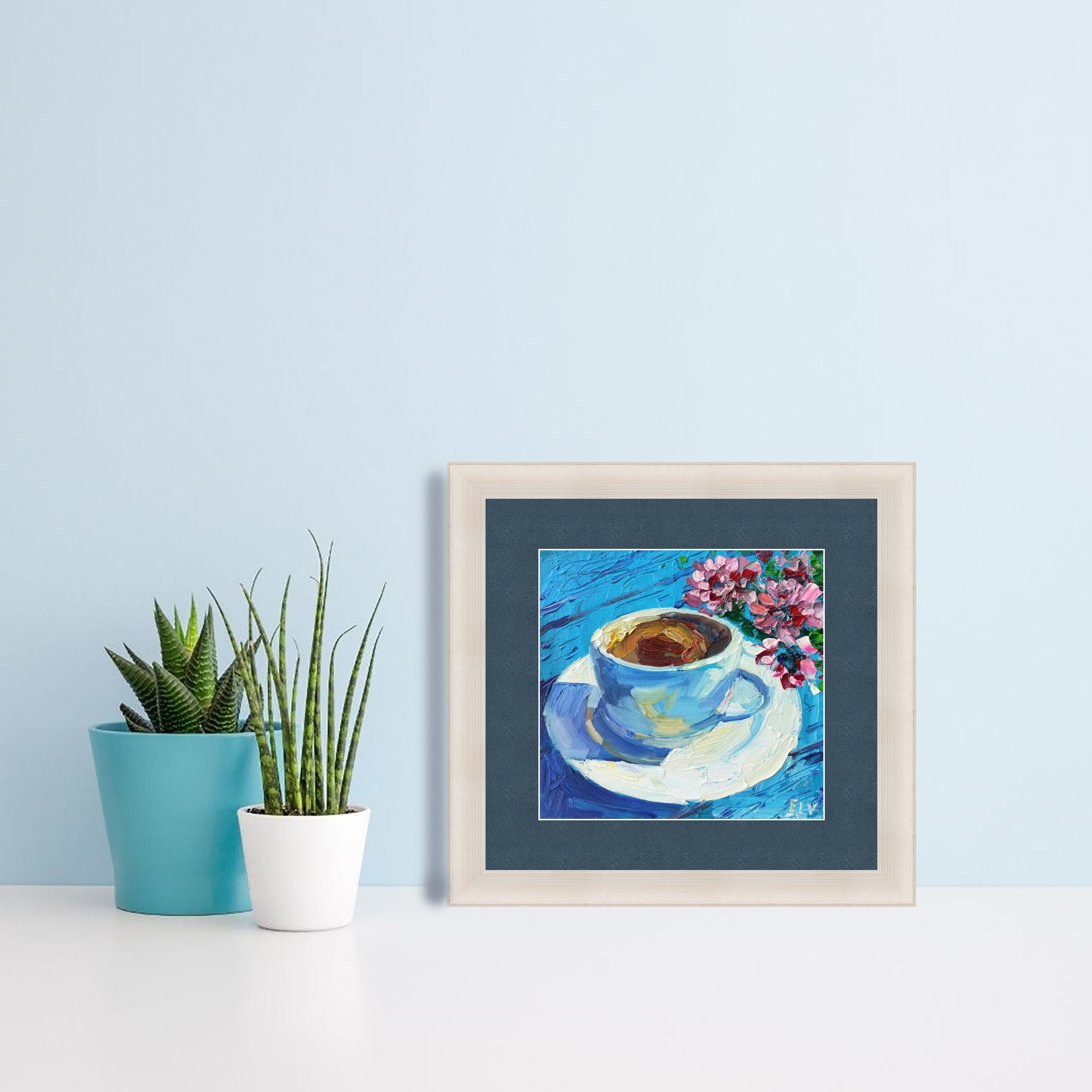 Cup of Coffee Painting Original Art Dark Roast Art Breakfast Painting 6 ...