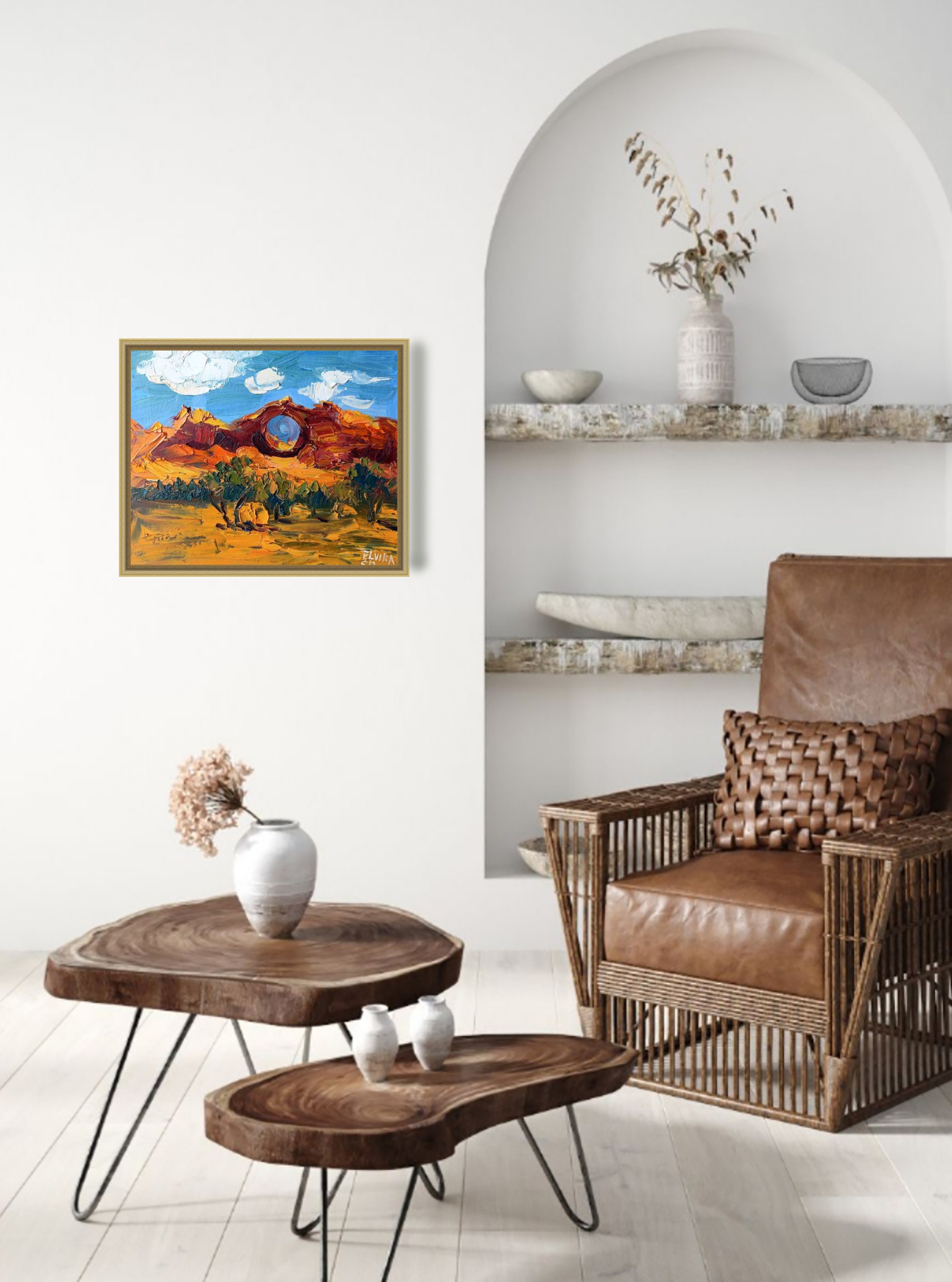 Window Rock Arches Arizona Painting Original Art Small Artwork Desert ...