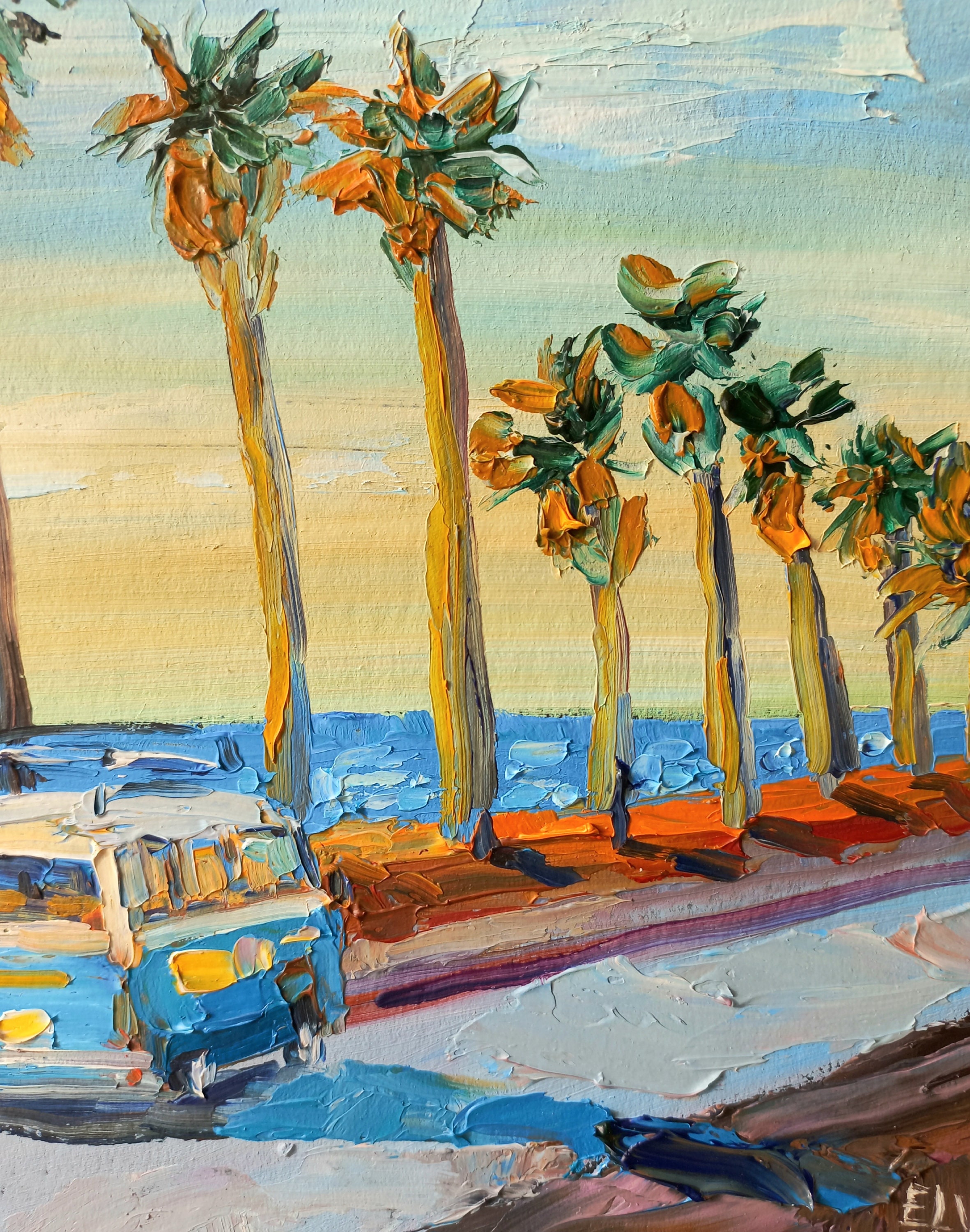 Miami Beach Painting Original Art Florida Painting Van Road Painting 8/ ...
