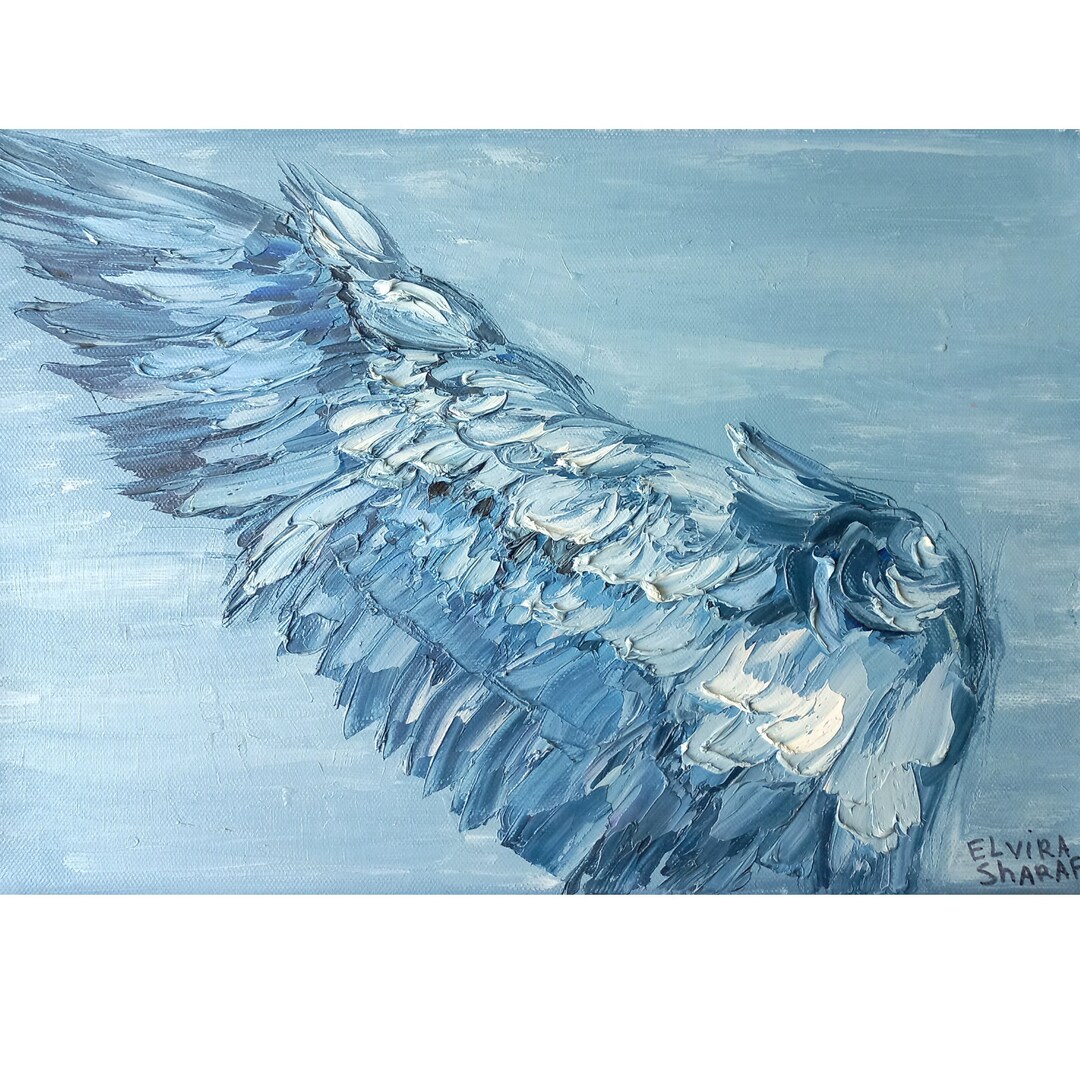 Wing Painting Bird Original Art Feather Bird Painting Animal Wall Art ...