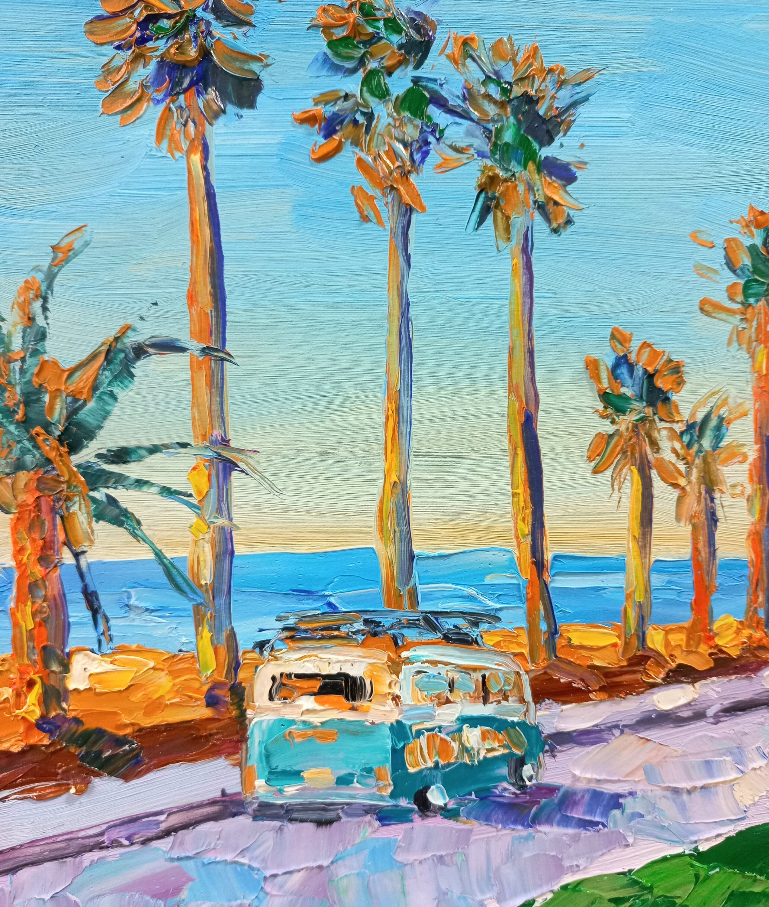 Miami Beach Painting Original Art Florida Painting Van Road Painting 8/ ...