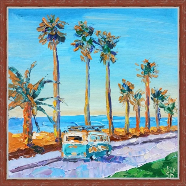Miami Beach Painting Original Art Florida Painting Van Road Painting 8/ ...