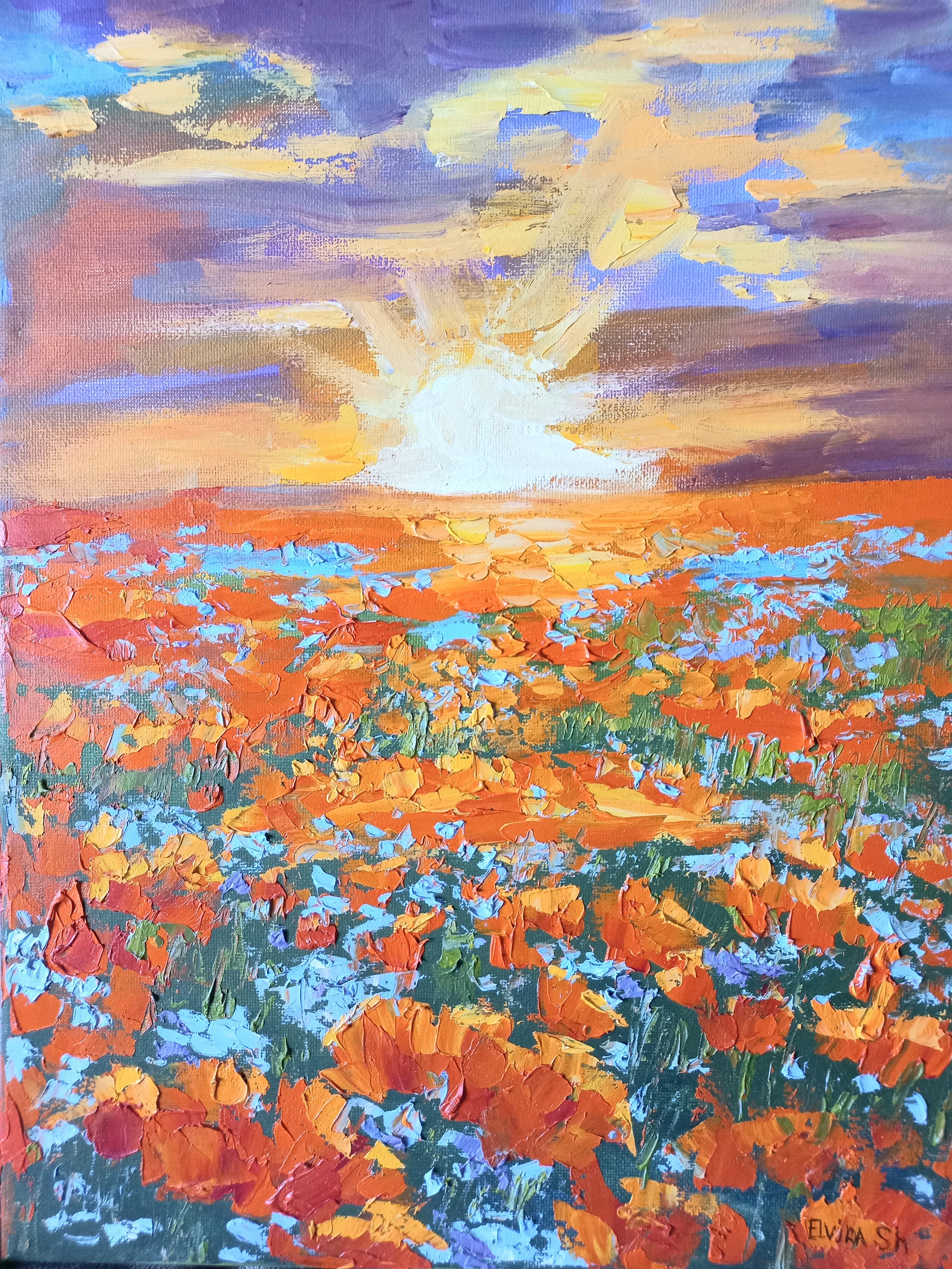 California Poppy Original Art Poppies Canvas Oil Painting Poppy ...
