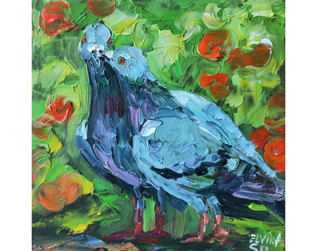 Dove Painting Original Art Pigeon Painting Bird Wall Art Animal ...