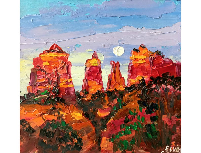 Arizona Desert Painting Original Art Mountain Wall Art Desert Painting ...