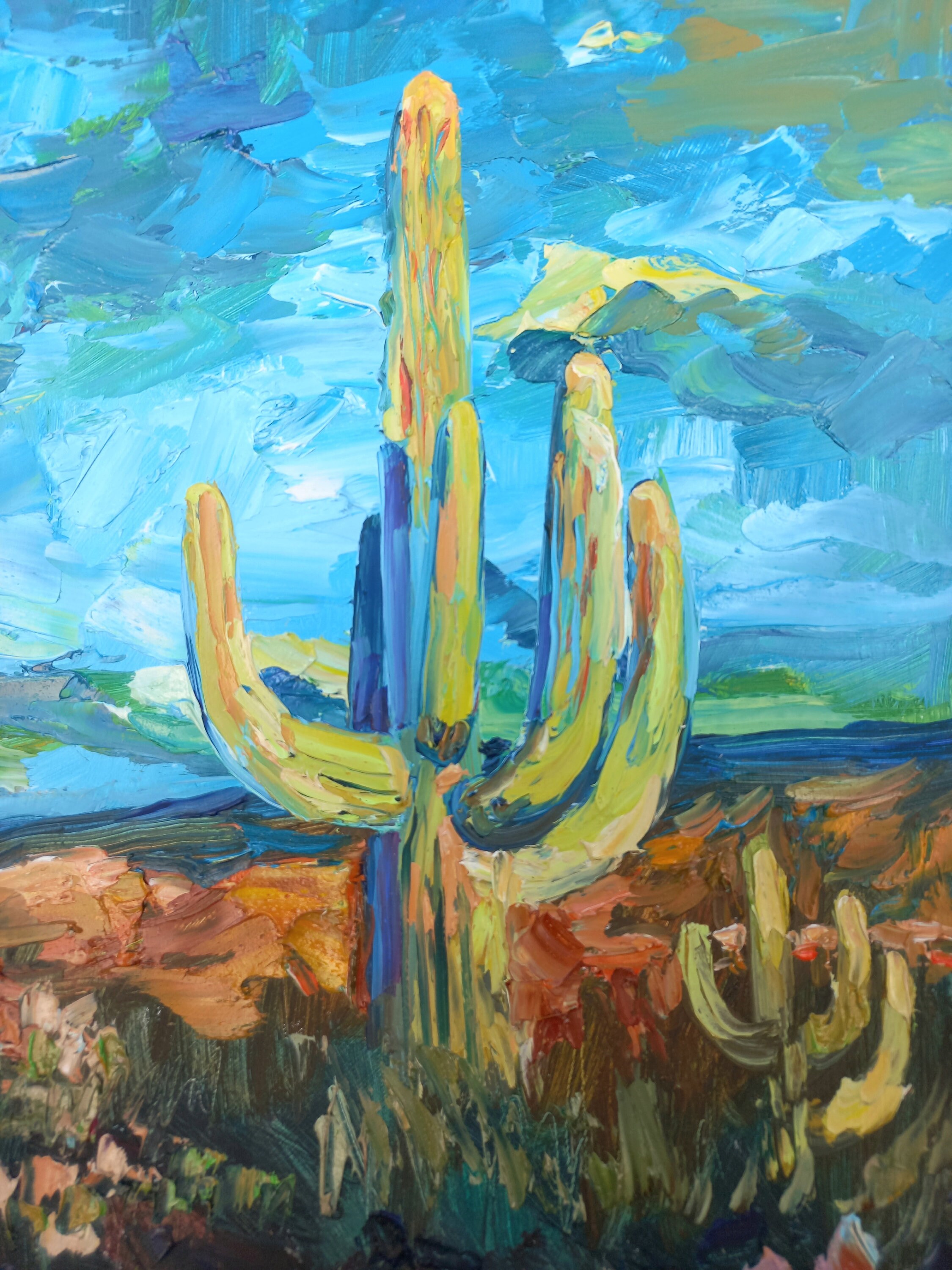 Arizona Desert Painting Original Art Cactus Painting Desert Wall Art 12 ...