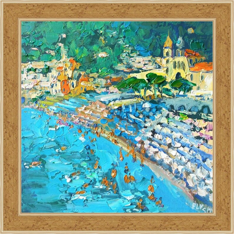 Italy Beach Painting Original Art Amalfi Coast Wall Art Beach Painting ...