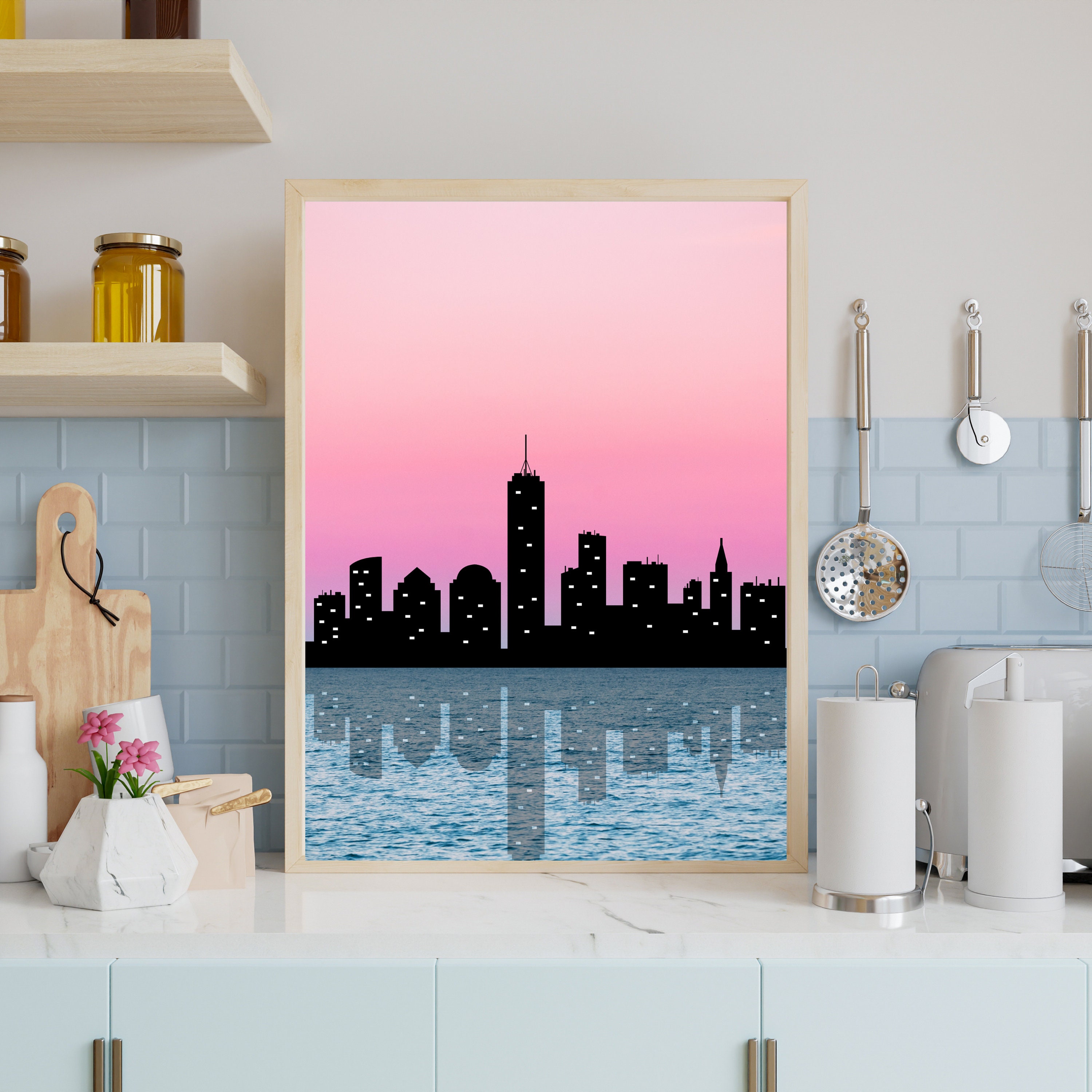 Sunset Sunrise City Poster, Printable Travel Wall Art, Printable ...