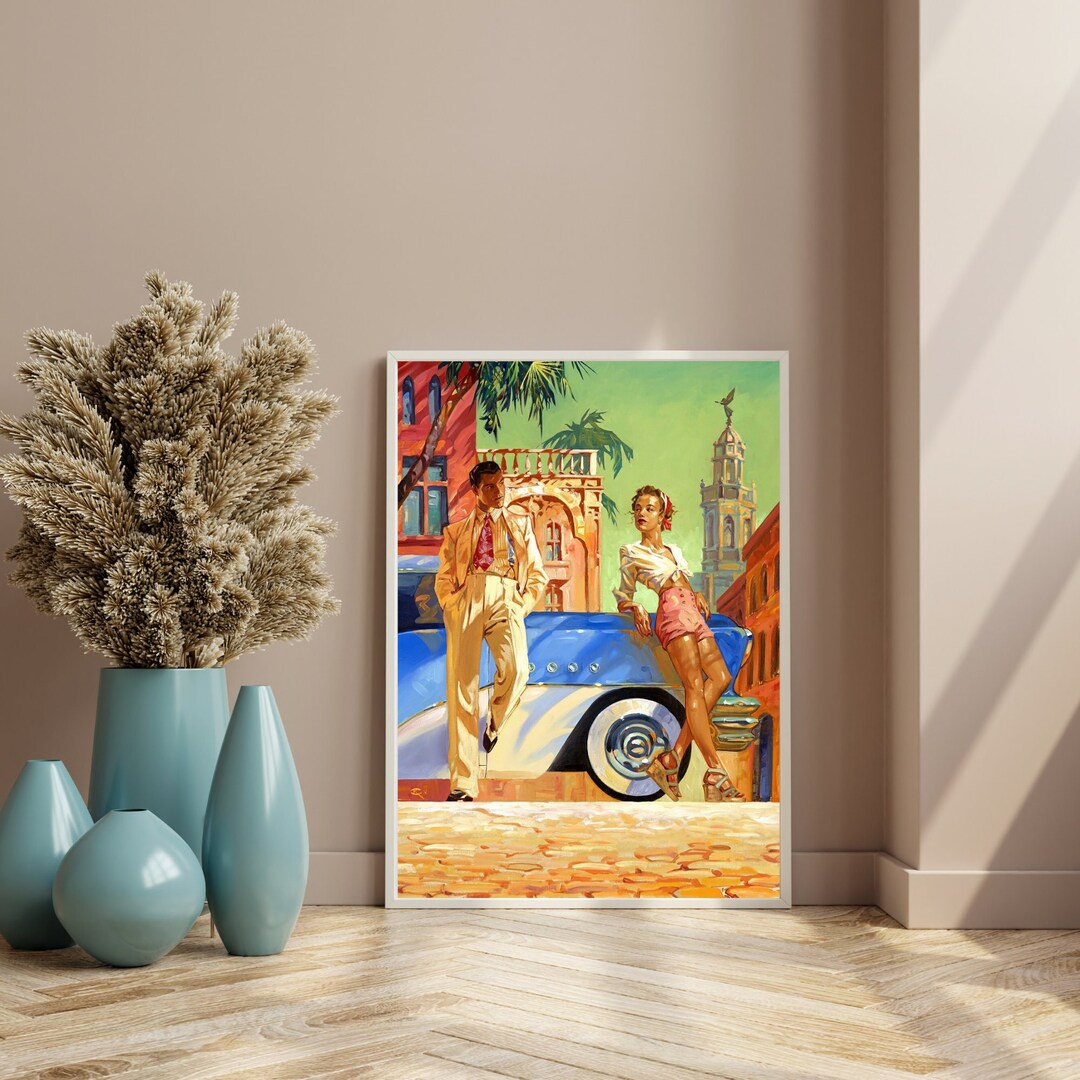 Retro Digital Printable Poster, Lovely Couple, High Quality Digital ...