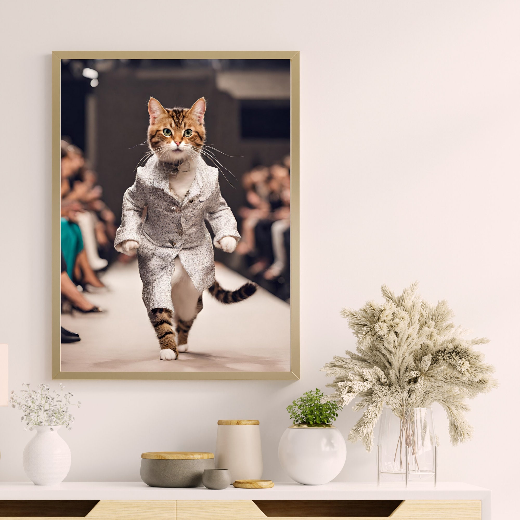 Catwalk Poster, Fashion Cats, Cat Clothes, Digital Printable Cats ...
