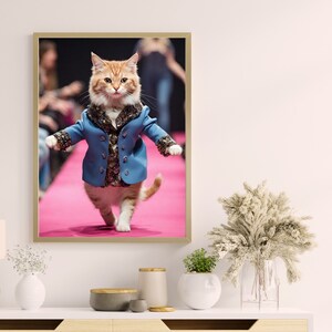 Catwalk Poster, Fashion Cats, Cat Clothes, Digital Printable Cats ...