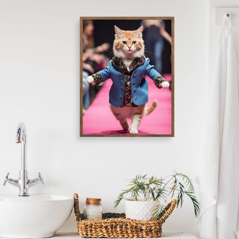 Catwalk Poster, Fashion Cats, Cat Clothes, Digital Printable Cats ...