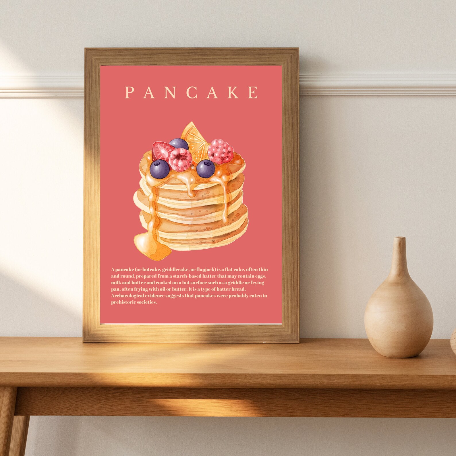Kitchen Wall Art, Pancake Print, Strawberry Blueberry Chocolate Pancake ...