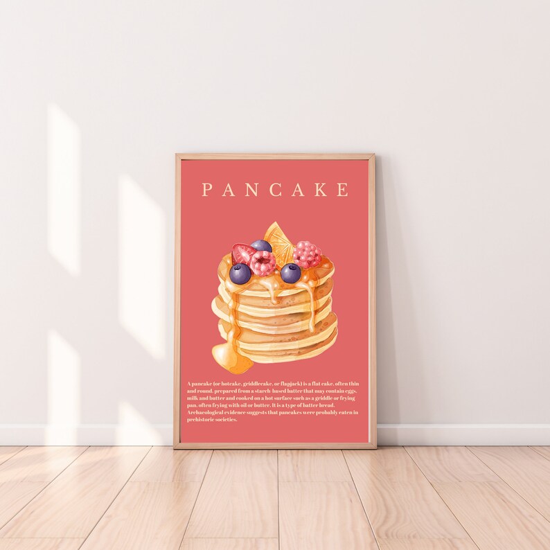 Kitchen Wall Art, Pancake Print, Strawberry Blueberry Chocolate Pancake ...