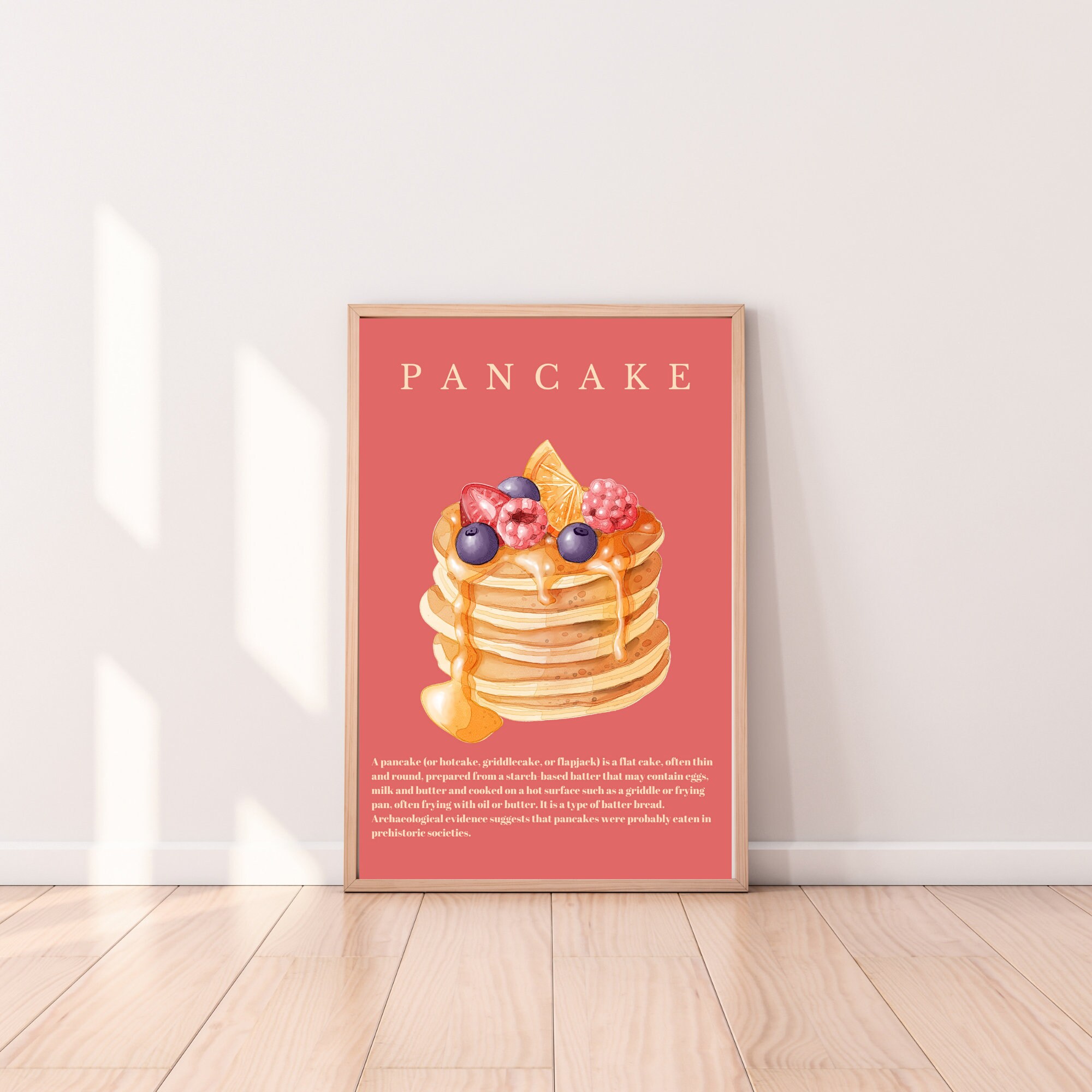 Kitchen Wall Art, Pancake Print, Strawberry Blueberry Chocolate Pancake ...