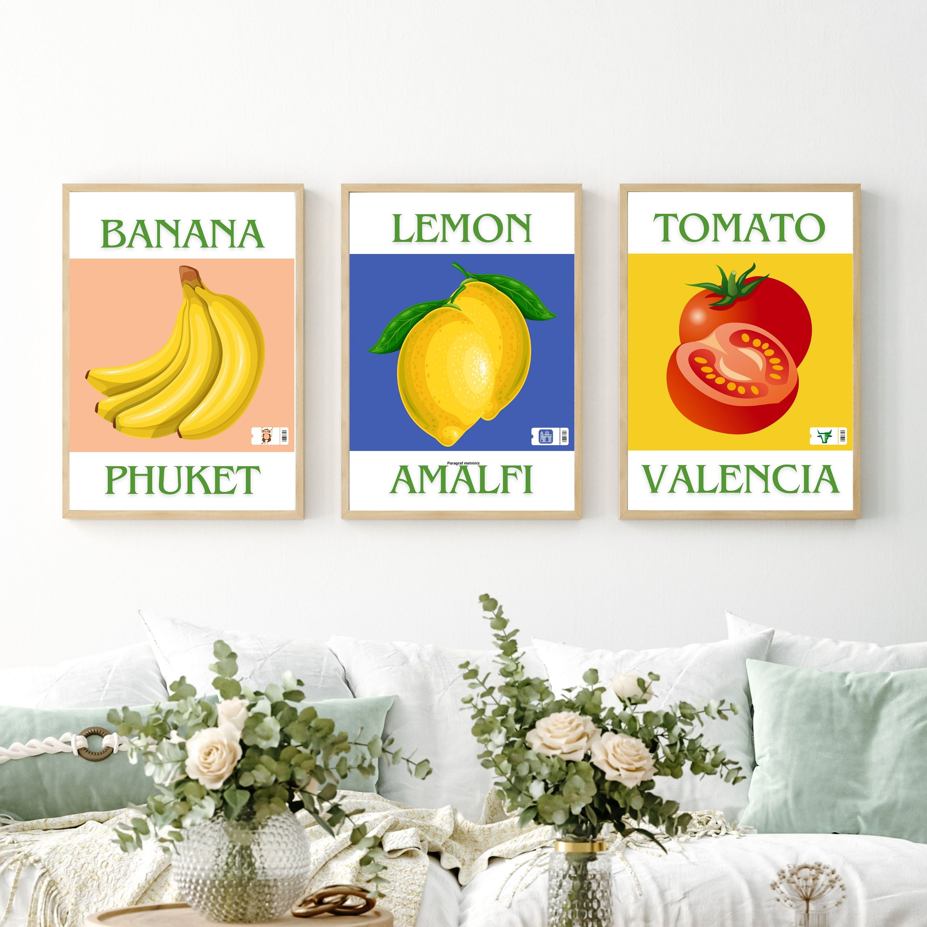 Set of 3 Poster Wall Decor, Fruits Prints Bundle,digital Download ...