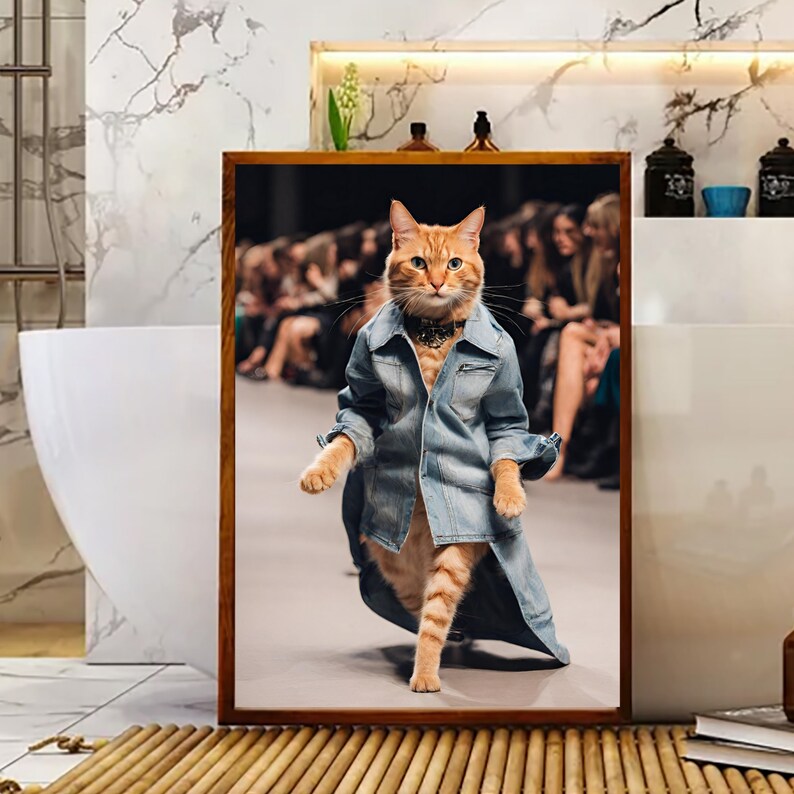 Catwalk Poster, Fashion Cats, Cat Clothes, Digital Printable Cats ...