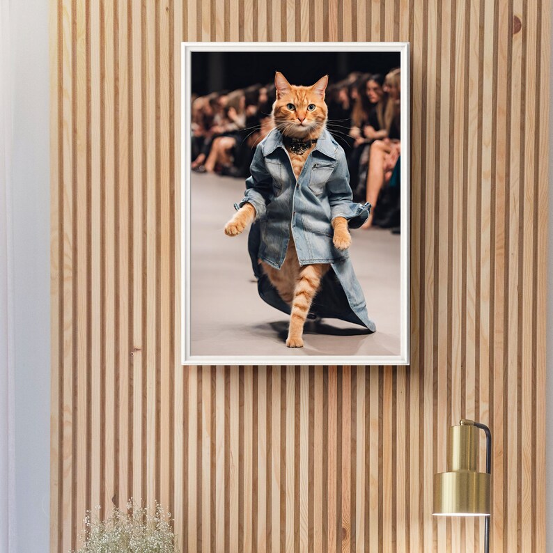 Catwalk Poster, Fashion Cats, Cat Clothes, Digital Printable Cats ...