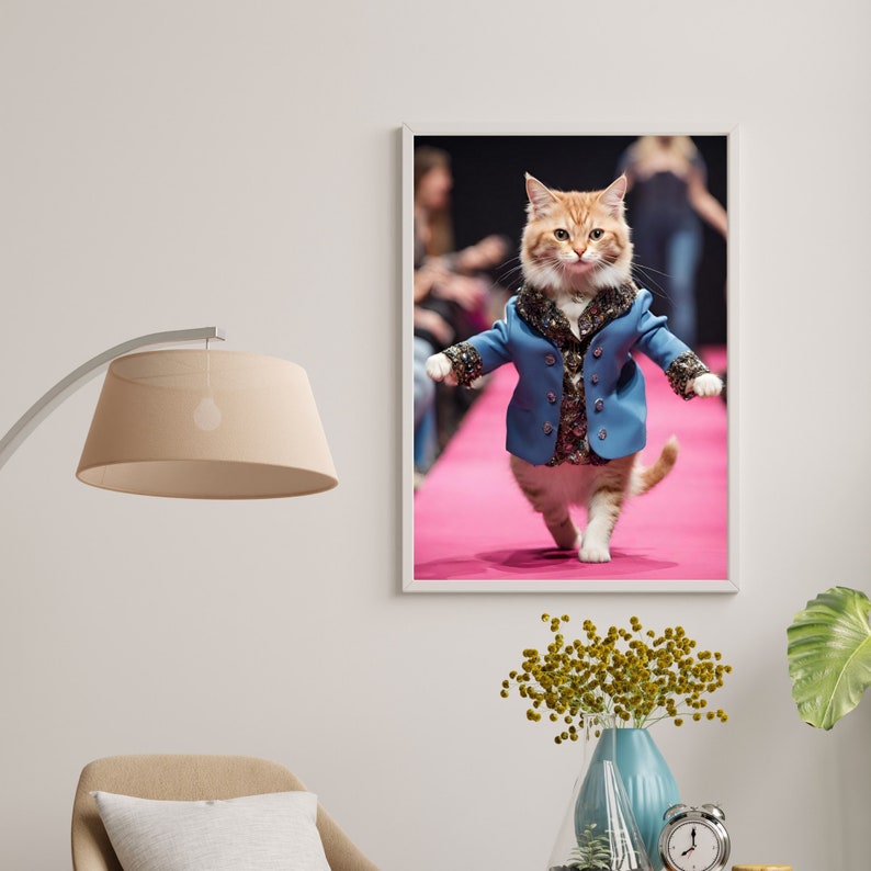 Catwalk Poster, Fashion Cats, Cat Clothes, Digital Printable Cats ...
