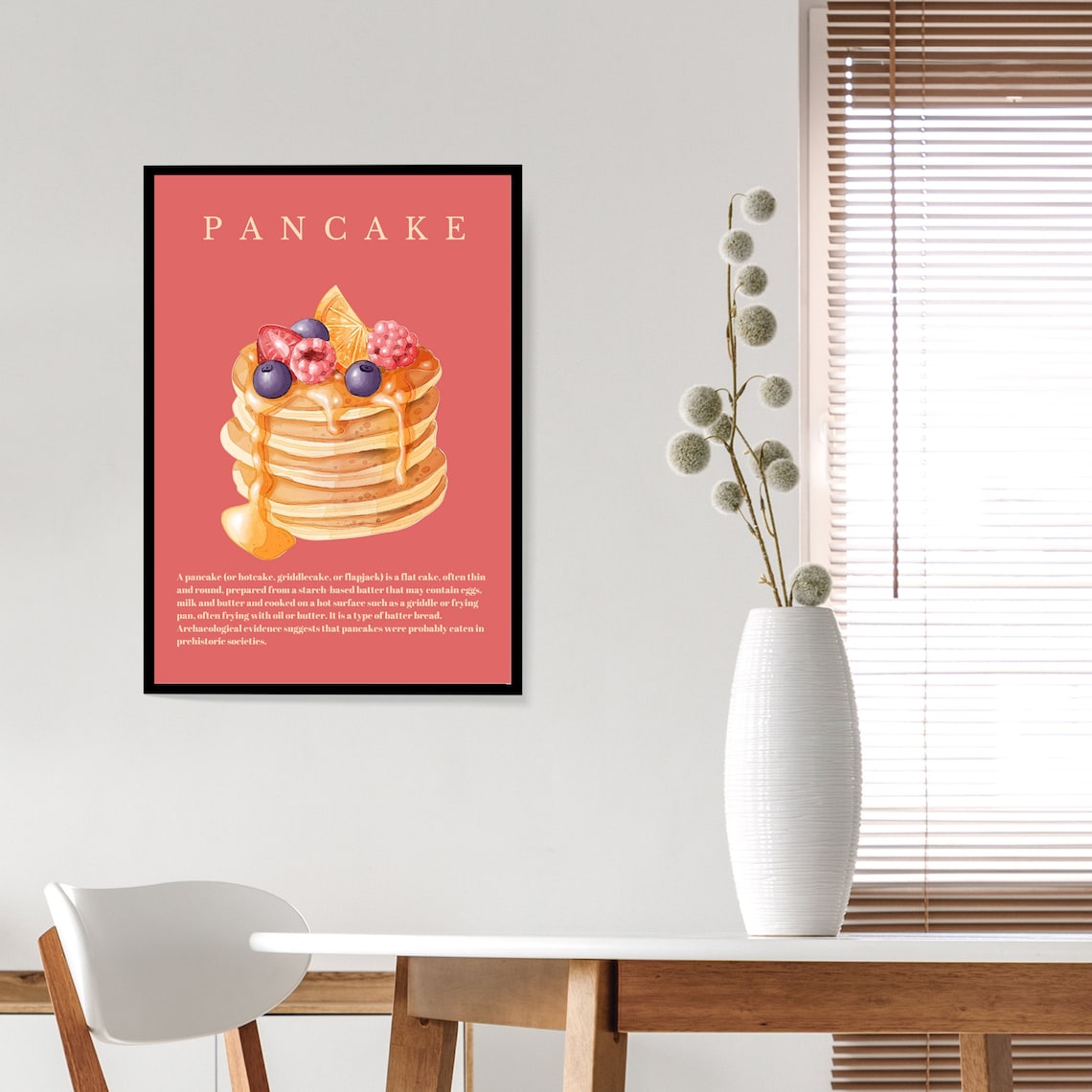 Kitchen Wall Art, Pancake Print, Strawberry Blueberry Chocolate Pancake ...
