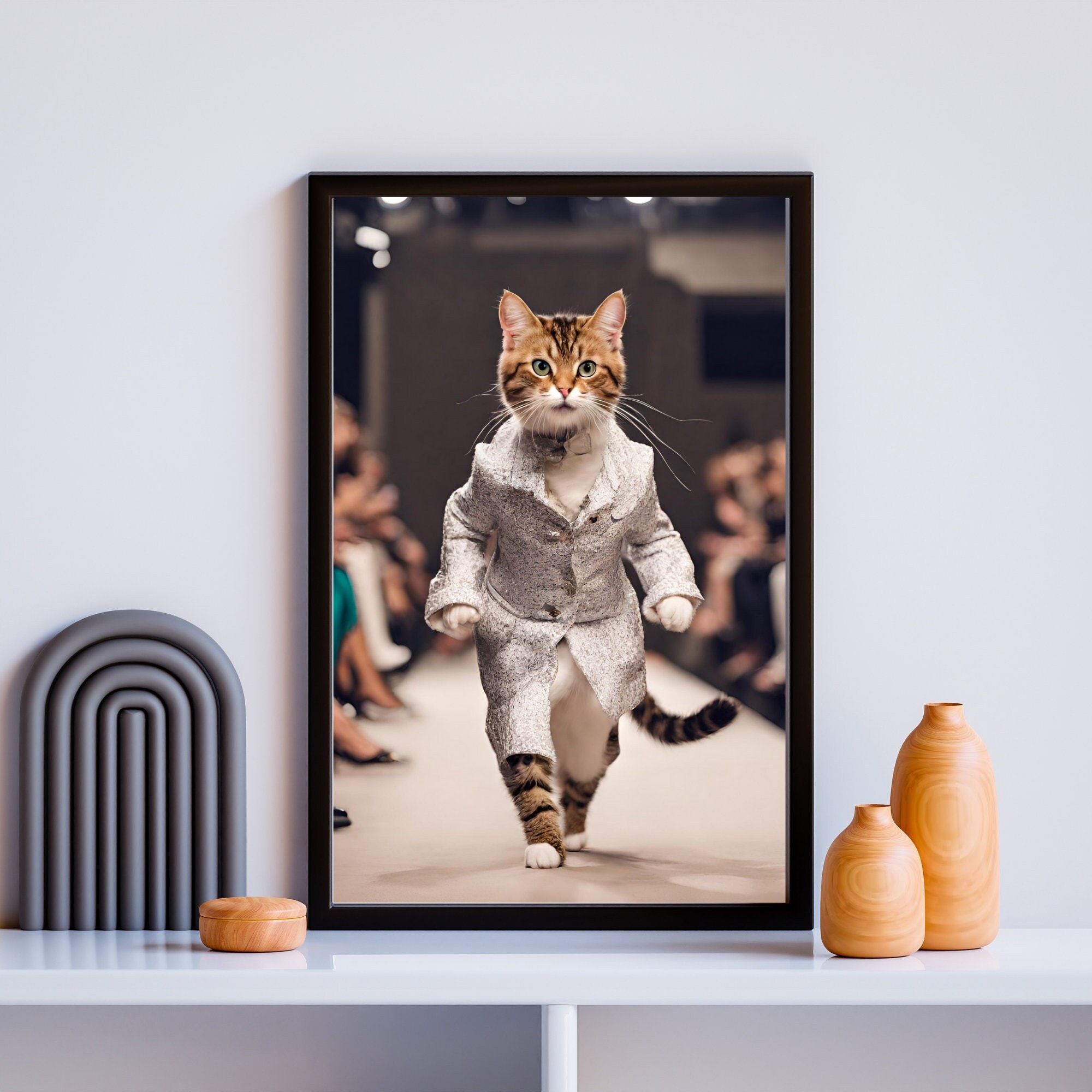 Catwalk Poster, Fashion Cats, Cat Clothes, Digital Printable Cats ...