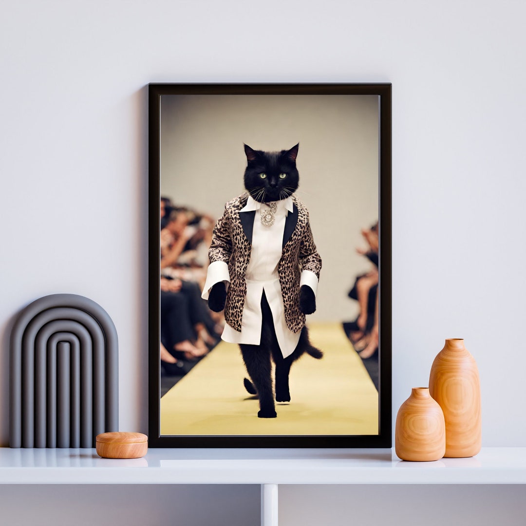 Catwalk Poster, Fashion Cats, Cat Clothes, Digital Printable Cats ...