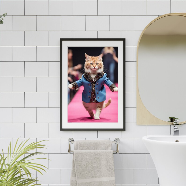 Catwalk Poster, Fashion Cats, Cat Clothes, Digital Printable Cats ...