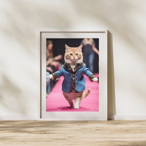 Catwalk Poster, Fashion Cats, Cat Clothes, Digital Printable Cats ...