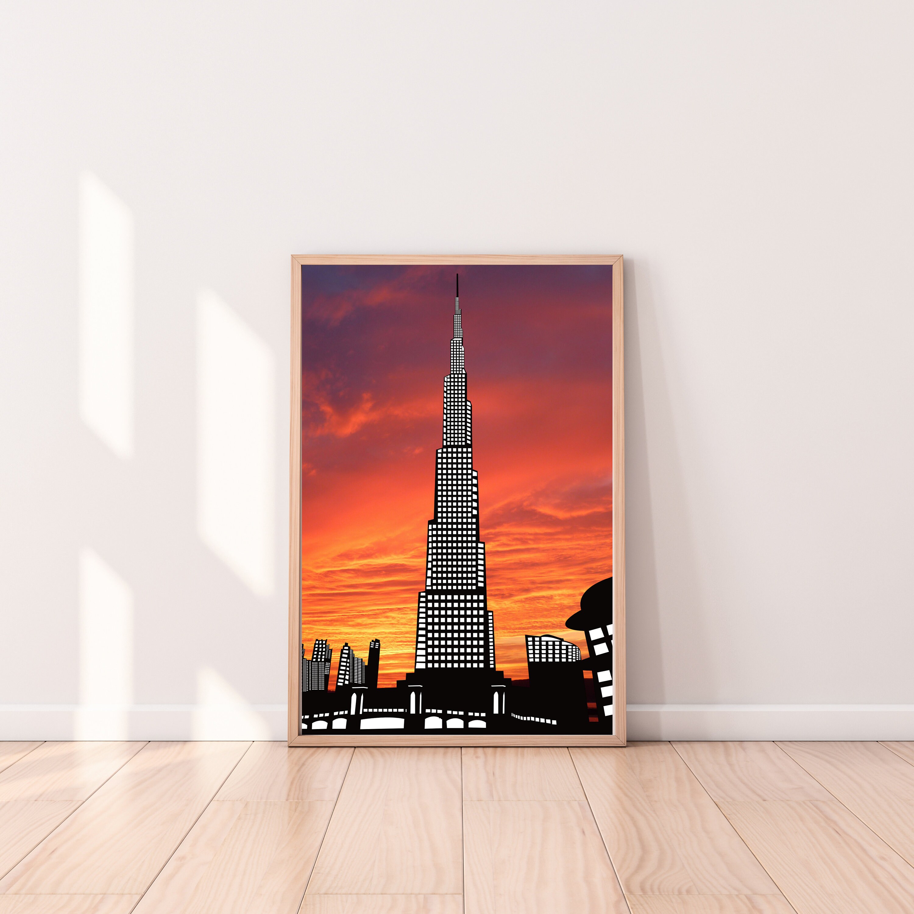 Sunset Sunrise City Poster, Printable Travel Wall Art, Printable ...