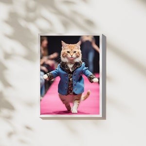 Catwalk Poster, Fashion Cats, Cat Clothes, Digital Printable Cats ...