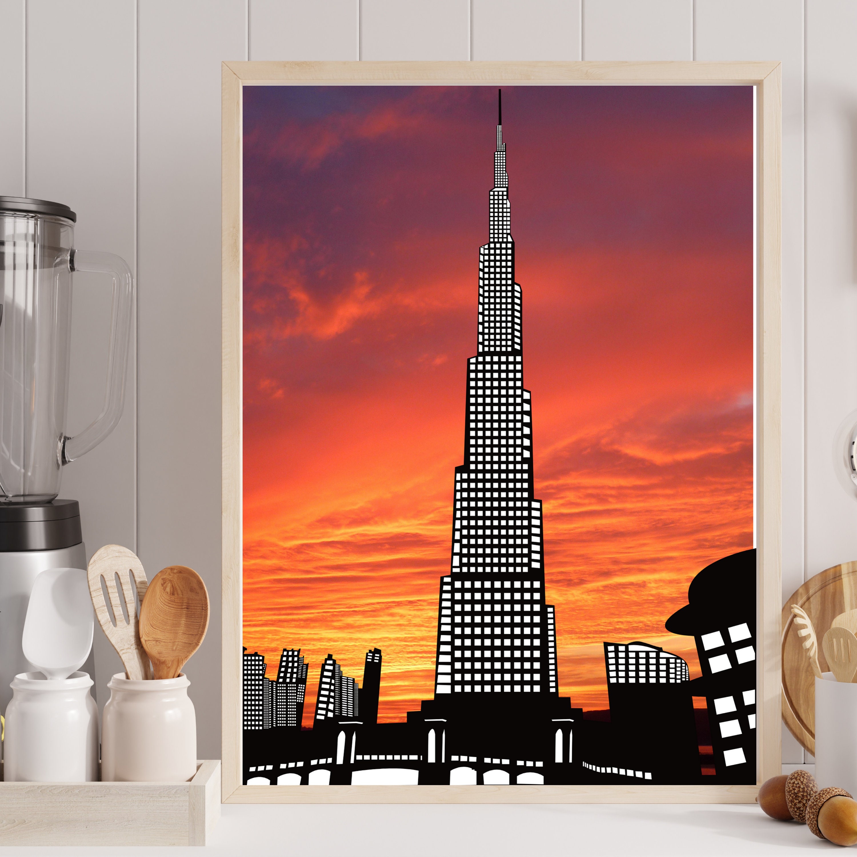 Sunset Sunrise City Poster, Printable Travel Wall Art, Printable ...