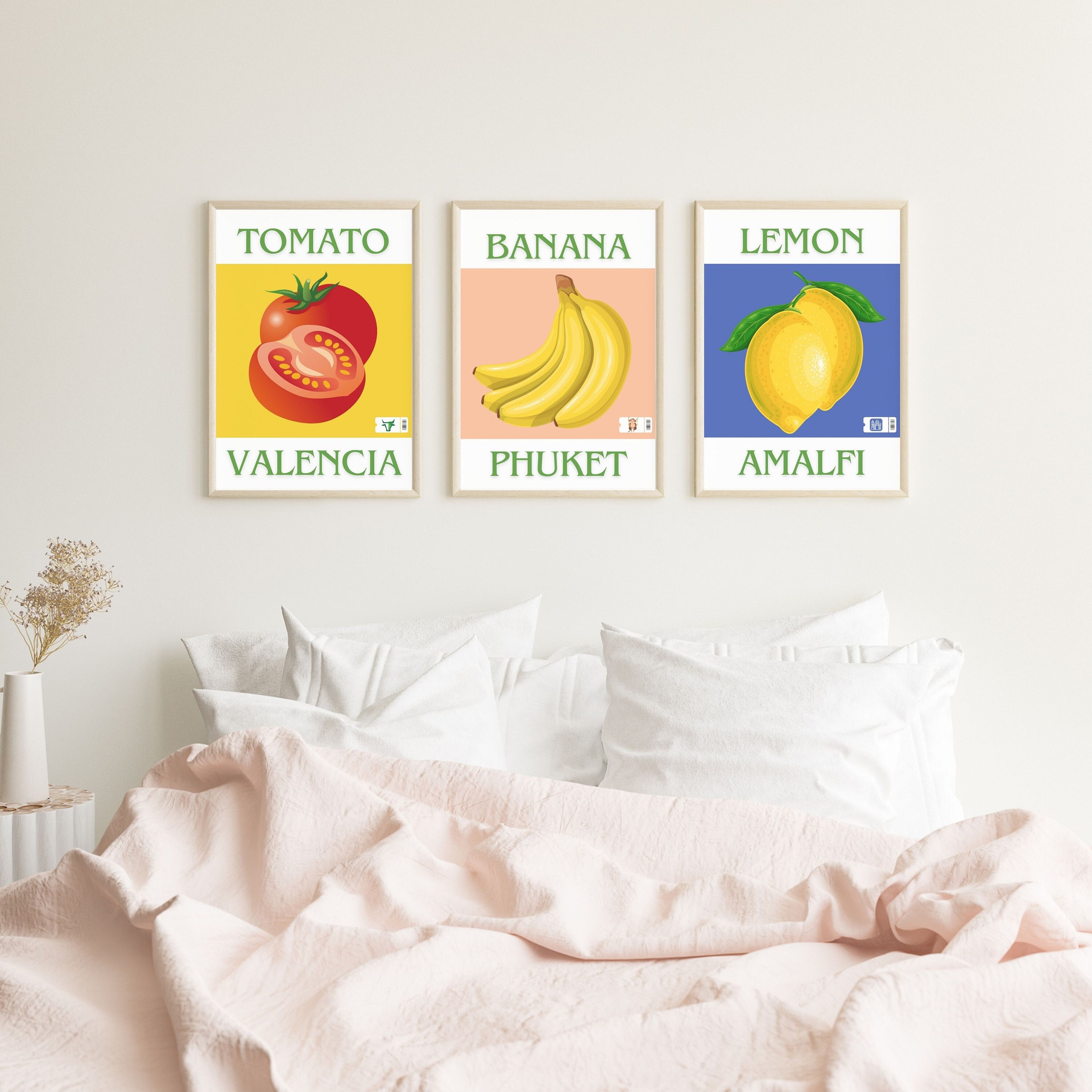 Set of 3 Poster Wall Decor, Fruits Prints Bundle,digital Download ...