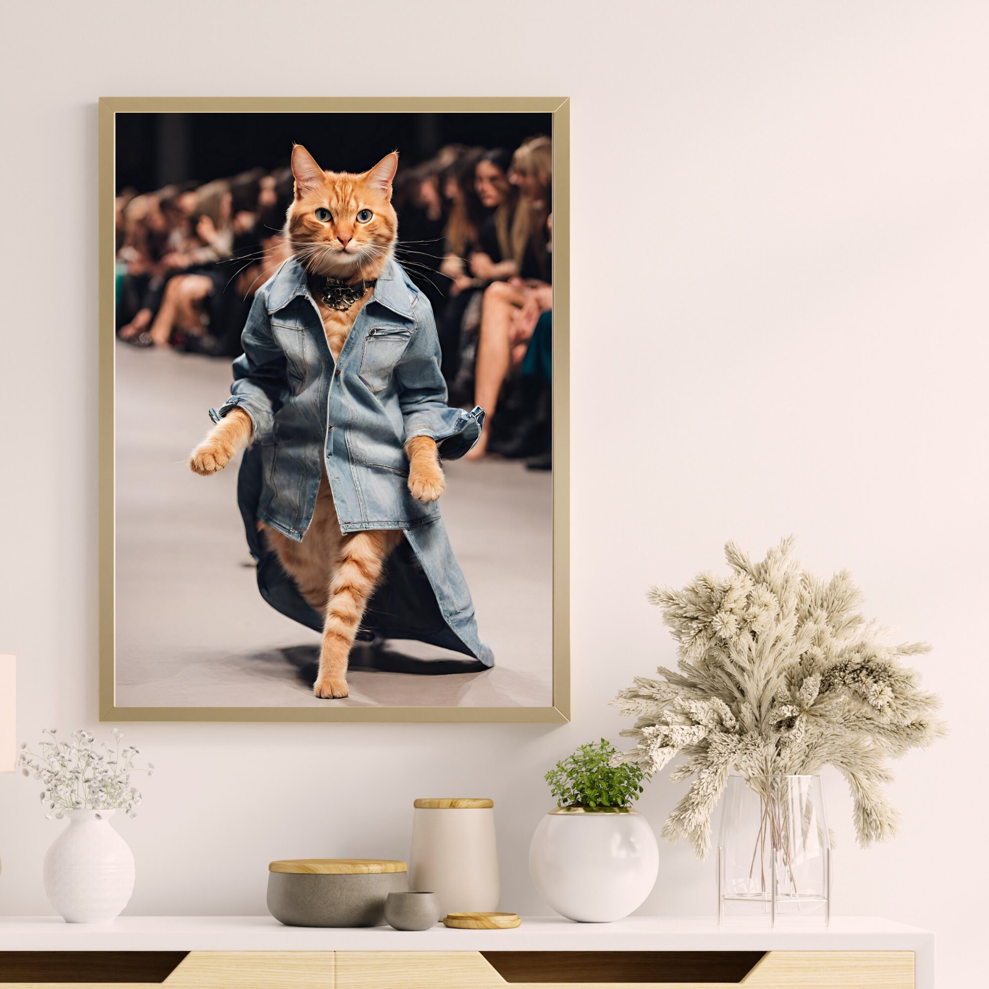Catwalk Poster, Fashion Cats, Cat Clothes, Digital Printable Cats ...
