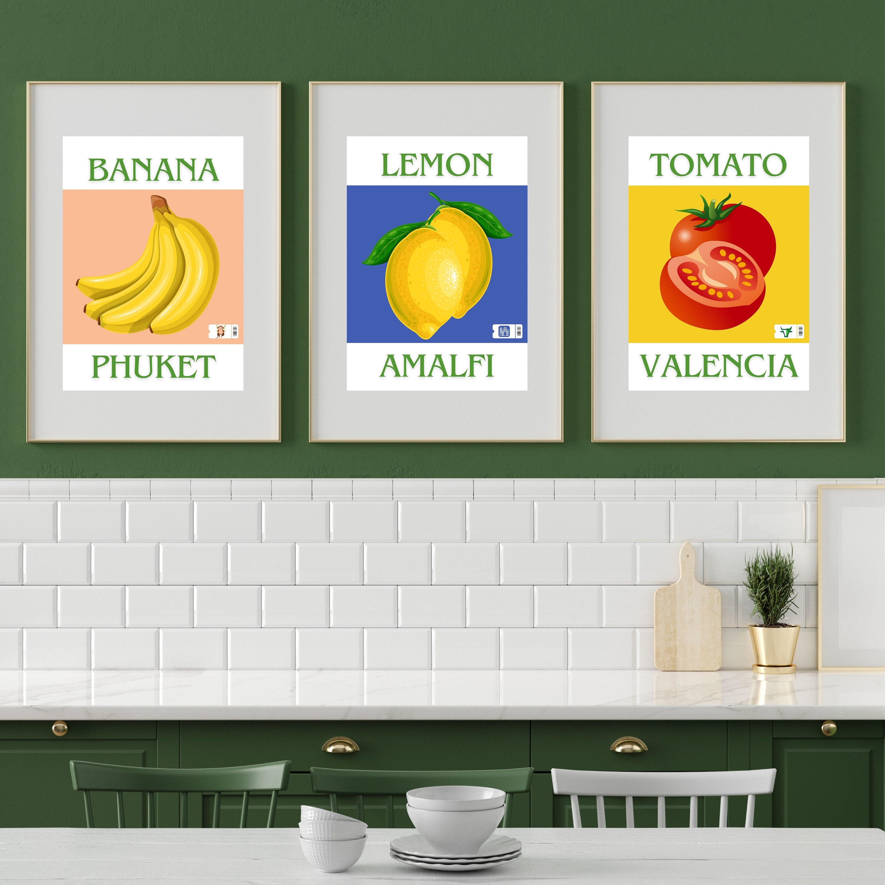 Set of 3 Poster Wall Decor, Fruits Prints Bundle,digital Download ...