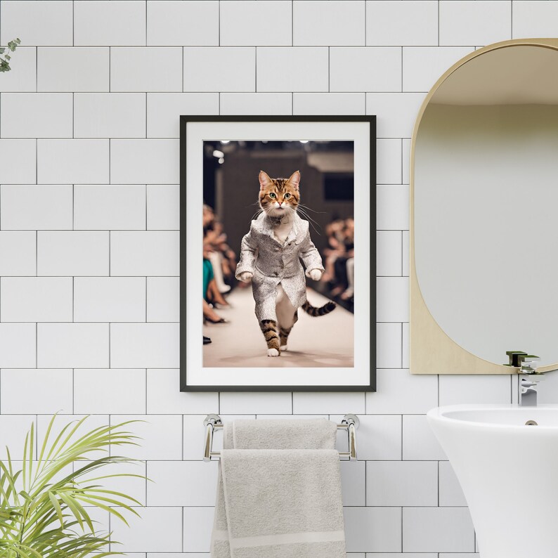 Catwalk Poster, Fashion Cats, Cat Clothes, Digital Printable Cats ...