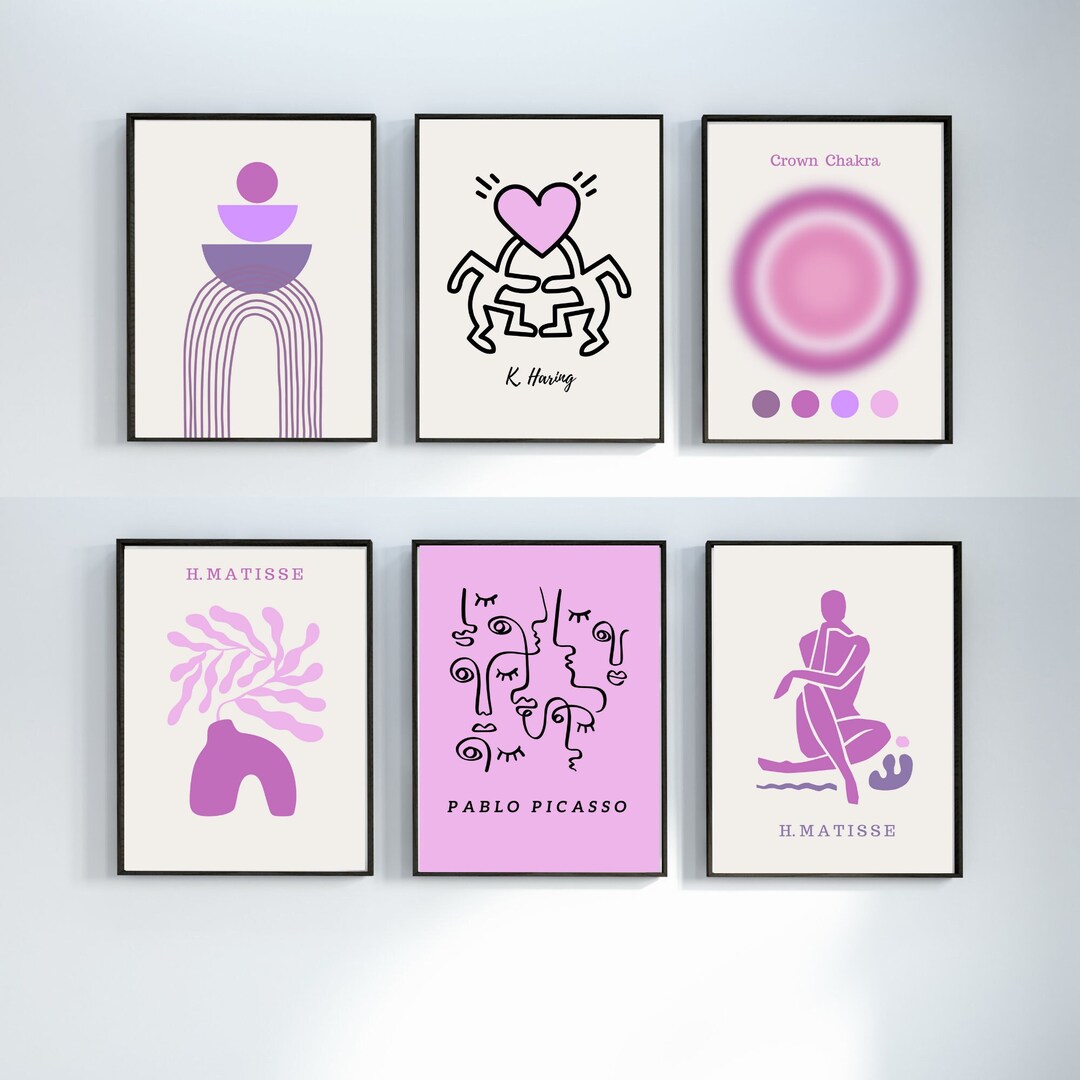 Purple Eclectic Gallery Wall Art Set: Matisse, Picasso Prints (digital ...