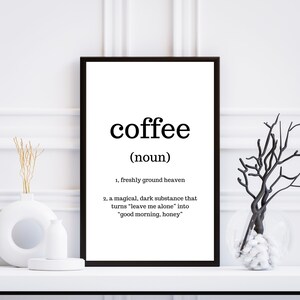 Coffee Definition Print, Dictionary Poster, Quote Wall Art, Focus ...
