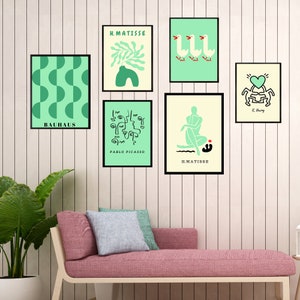 Mint Gallery Wall Art Set of 6, Eclectic Print Set, Maximalist Wall Art ...