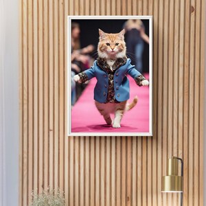 Catwalk Poster, Fashion Cats, Cat Clothes, Digital Printable Cats ...