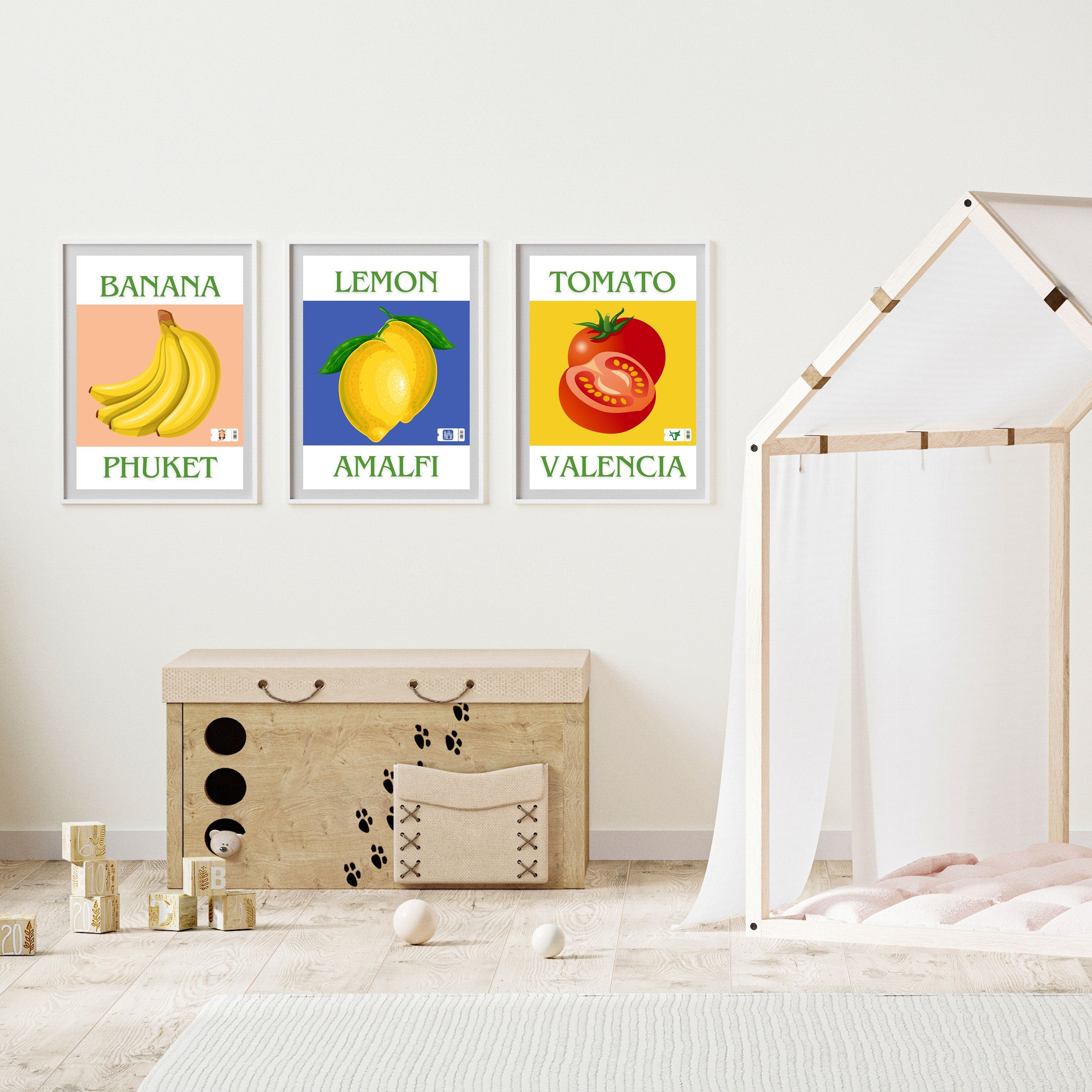 Set of 3 Poster Wall Decor, Fruits Prints Bundle,digital Download ...