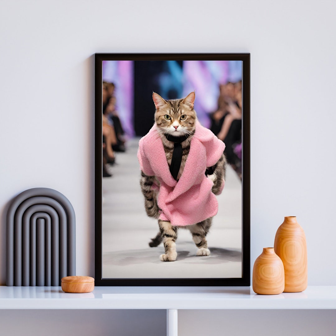 Catwalk Poster, Fashion Cats, Cat Clothes, Digital Printable Cats ...