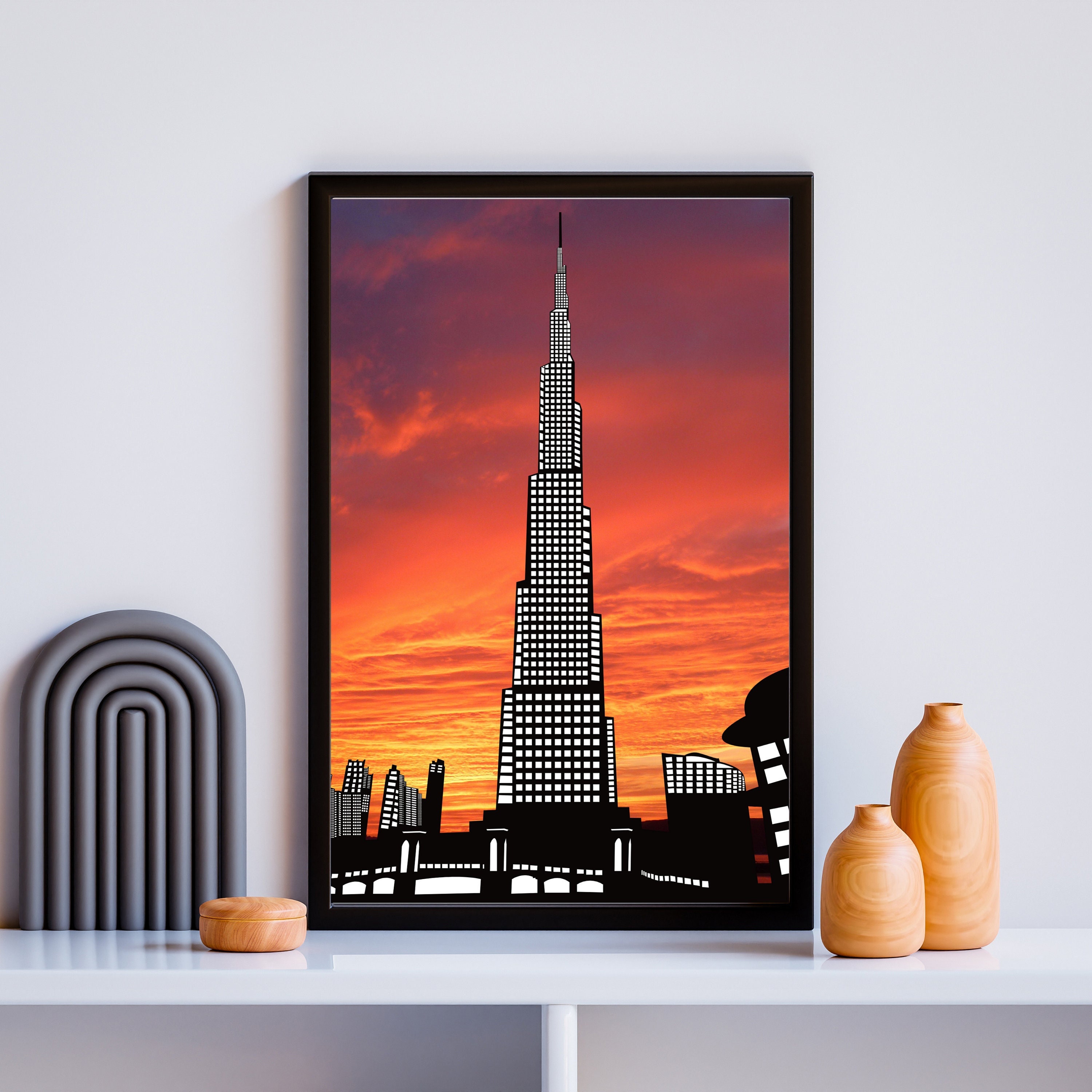 Sunset Sunrise City Poster, Printable Travel Wall Art, Printable ...