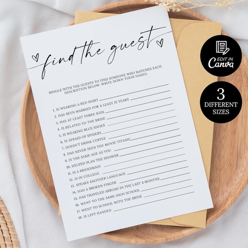 Printable Guest Cards - Etsy