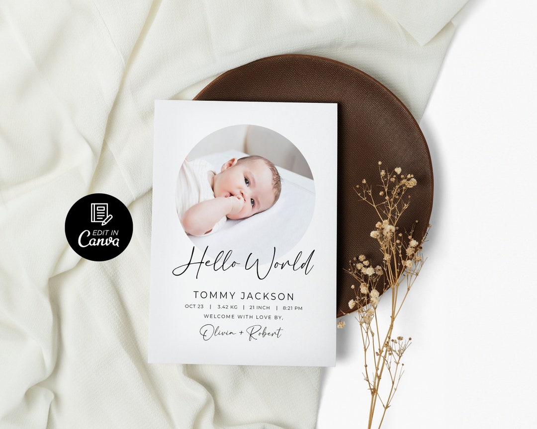 Printable Birth Stats Card, Baby Announcement Parents Postcard, Welcome ...
