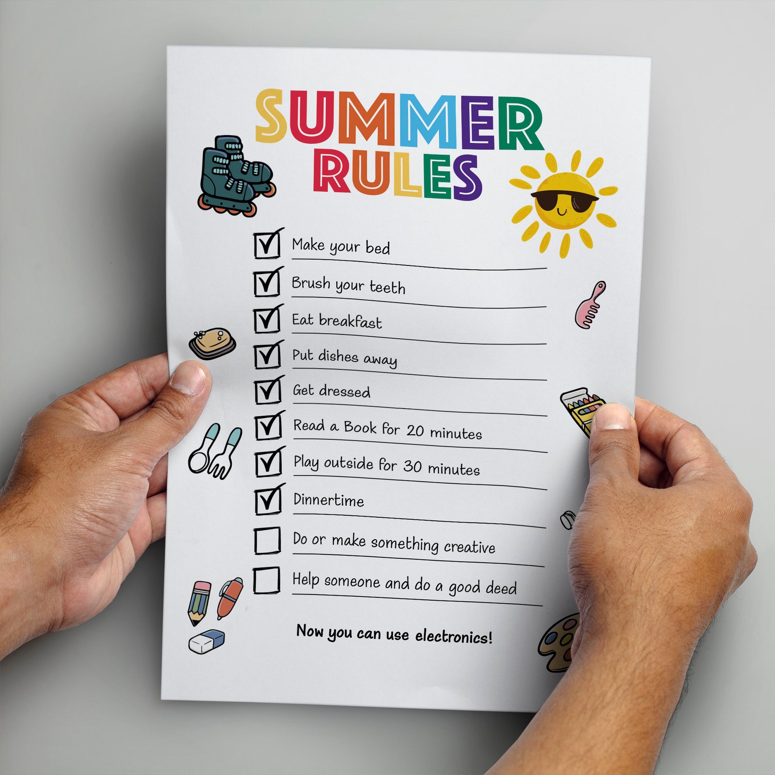 Summer Rules for Kids, Chart for Kids Editable, Summer Rules Editable ...