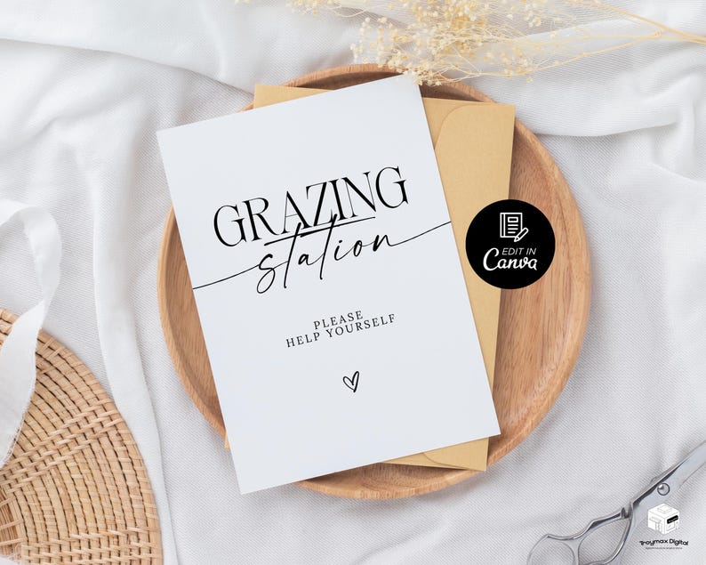 Minimalist Grazing Table Sign Template, Grazing Station Sign, Wedding ...