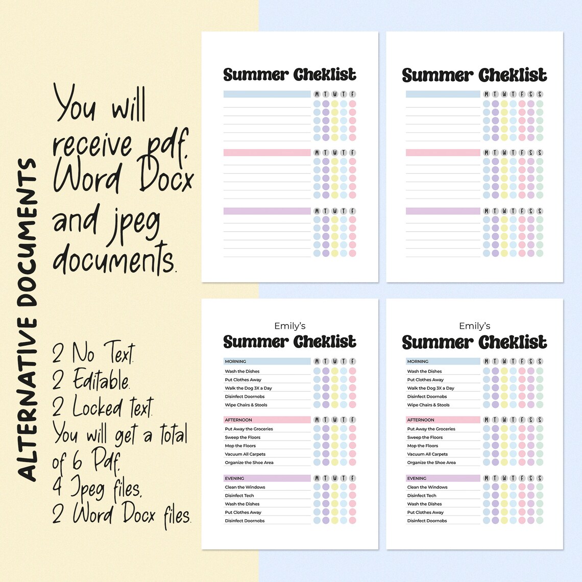 Summer Checklist for Kids Chart for Kids Editable Summer - Etsy